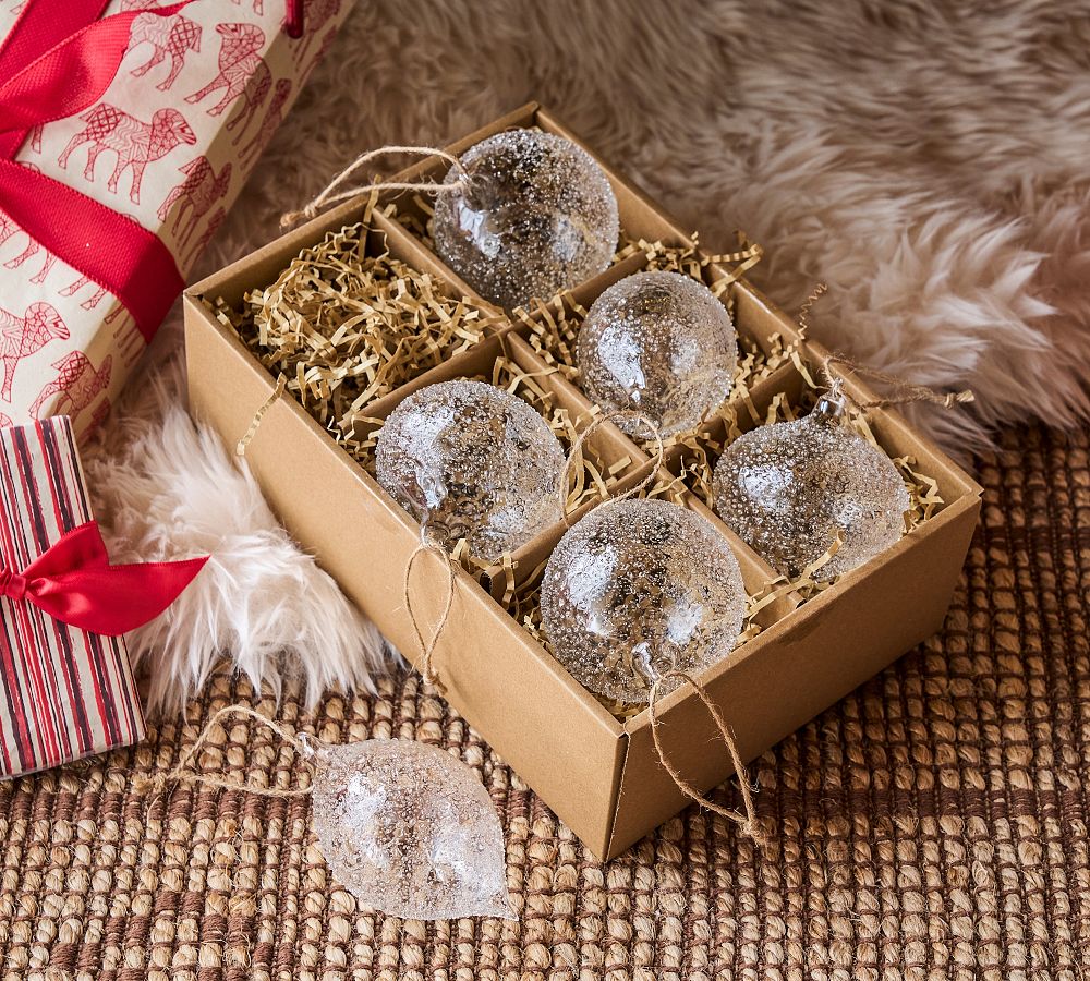 Clear Speckled Ornament Box Set Of 6 | Pottery Barn