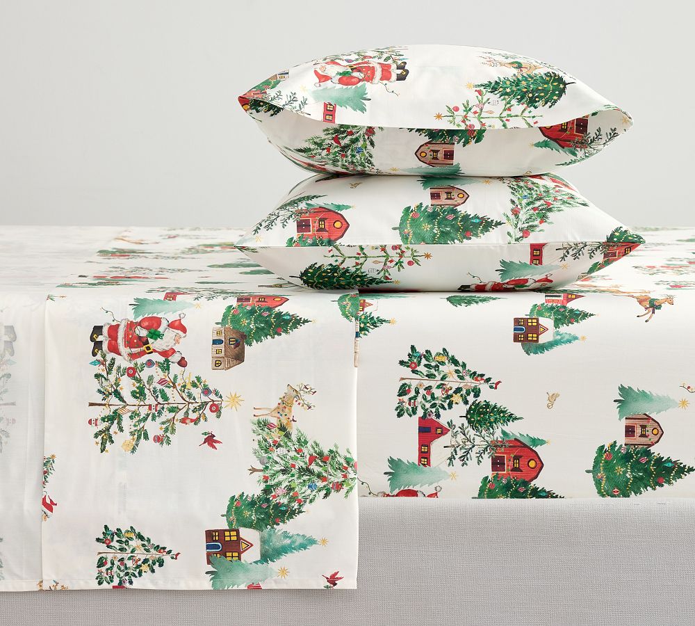Santa in the Country Sheet Set | Pottery Barn