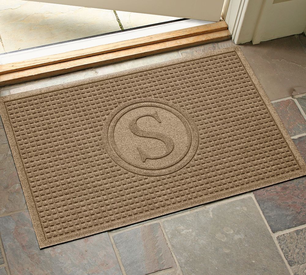 WaterHog Squares Monogram Doormat | Pottery Barn