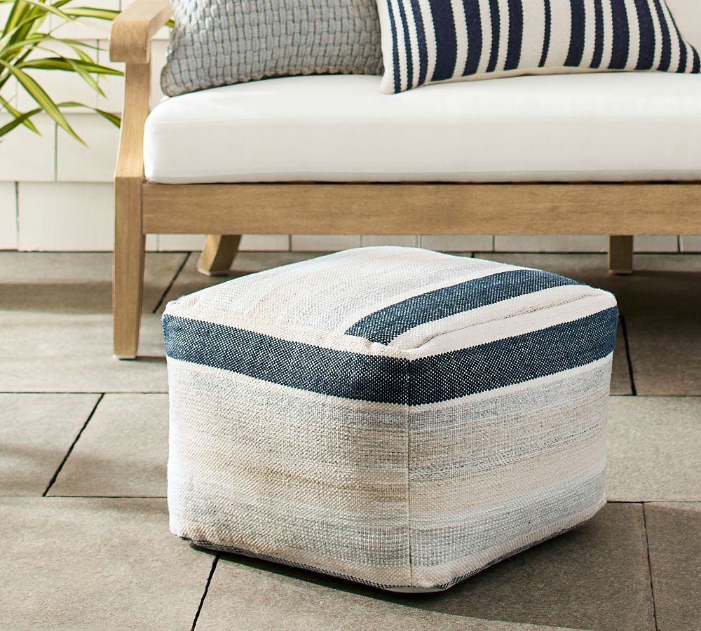 Adam Striped Outdoor Pouf | Pottery Barn