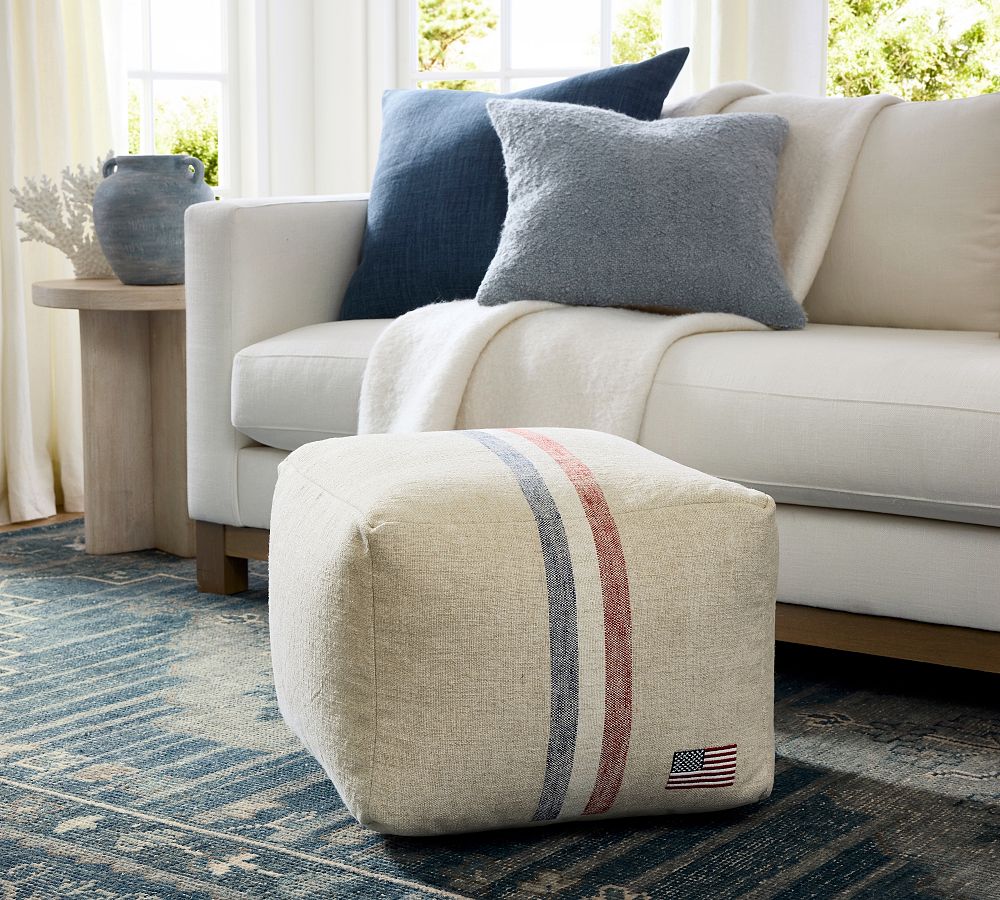 Patriotic Striped Pouf | Pottery Barn