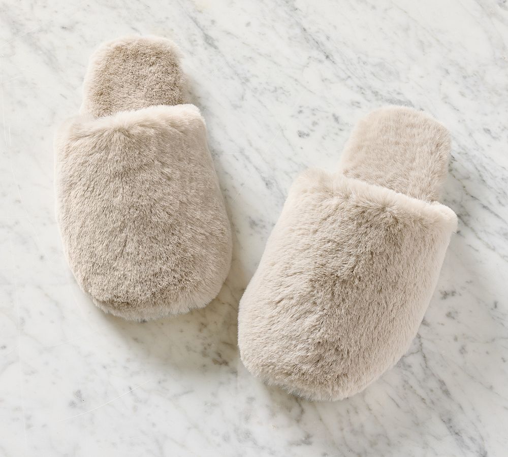 Double Sided Faux Fur Slippers | Pottery Barn