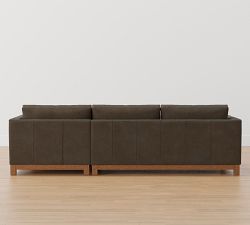 Jake Leather Brindle Wood Base Chaise Sectional (111"–121") | Pottery Barn
