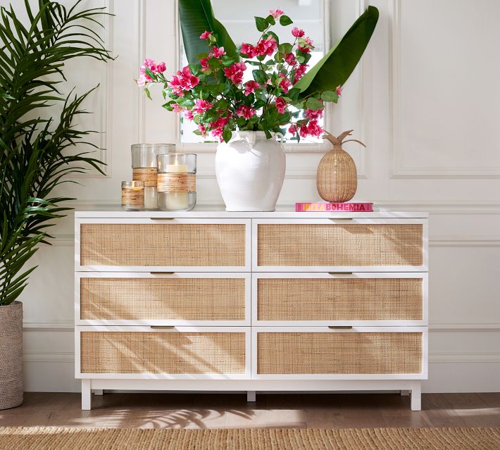 Westly Cane 6 Drawer Dresser 60 Pottery Barn
