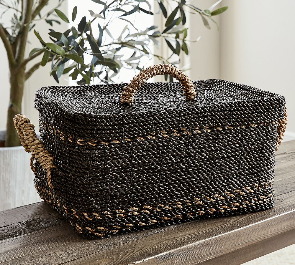 Asher Handwoven Seagrass Lidded Basket | Pottery Barn