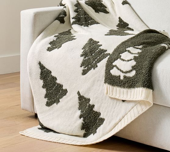 Tree Jacquard Knit Throw | Pottery Barn