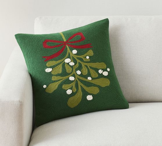 Mistletoe Crewel Pillow | Pottery Barn