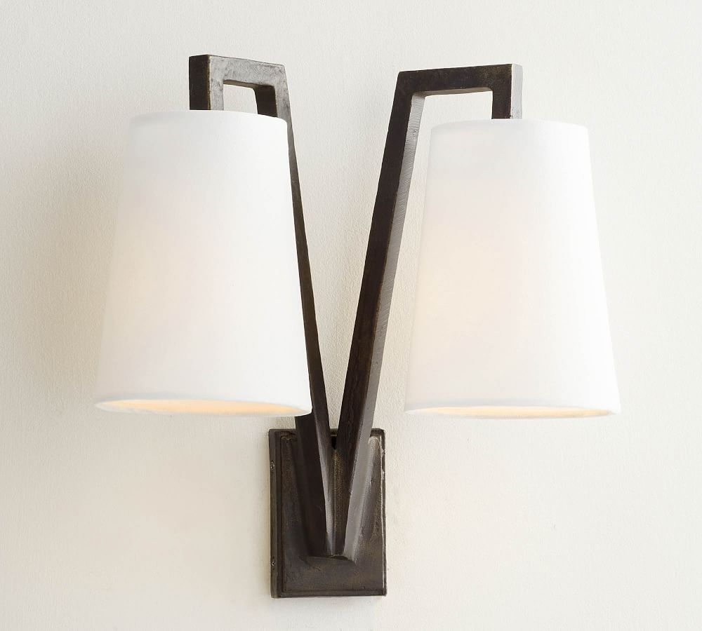 Carson Forged-Iron Double Sconce (14'') | Pottery Barn