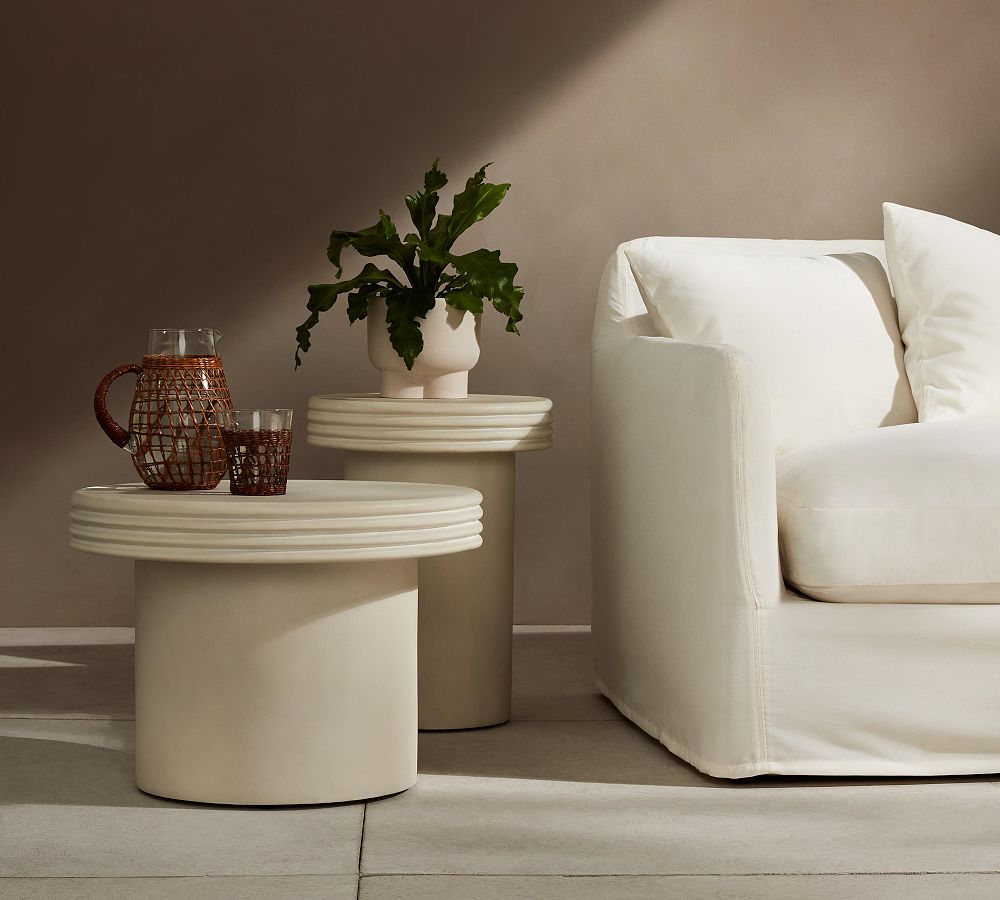 Champman Round Concrete Outdoor End Tables, Set of 2 | Pottery Barn