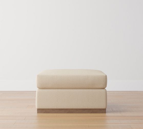 Open Box: Carmel Recessed Wood Base Ottoman | Pottery Barn