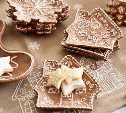 Gingerbread House Stoneware Appetizer Plates - Set of 4 | Pottery Barn