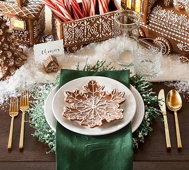 Gingerbread Snowflake Stoneware Appetizer Plates - Set of 4 | Pottery Barn