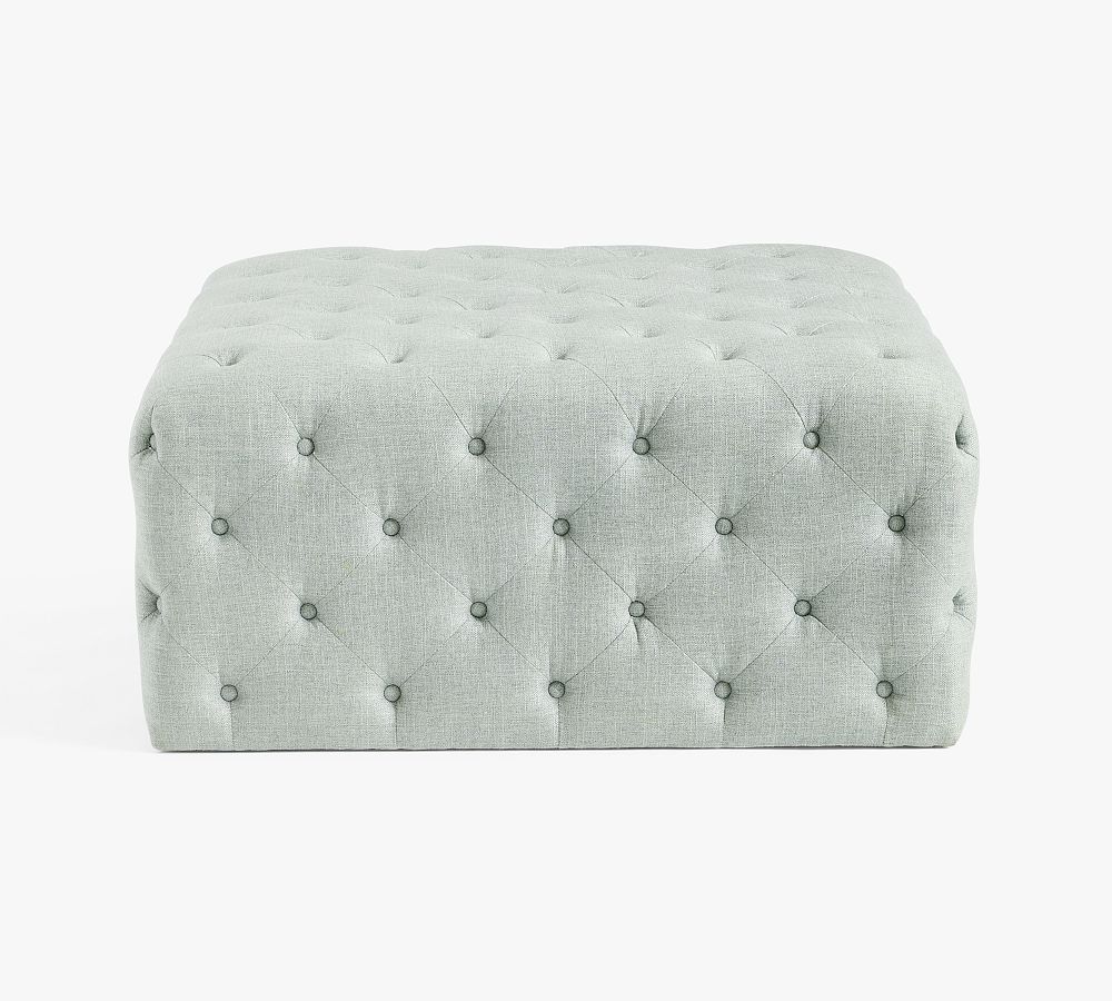 Tufted Square Upholstered Ottoman | Pottery Barn