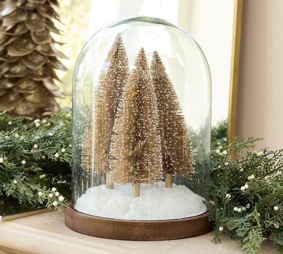 Lit Glitter Tree Cloche | Pottery Barn