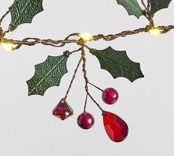 Lit Rustic Holly Berry Garland | Pottery Barn