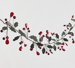 Lit Rustic Holly Berry Garland | Pottery Barn