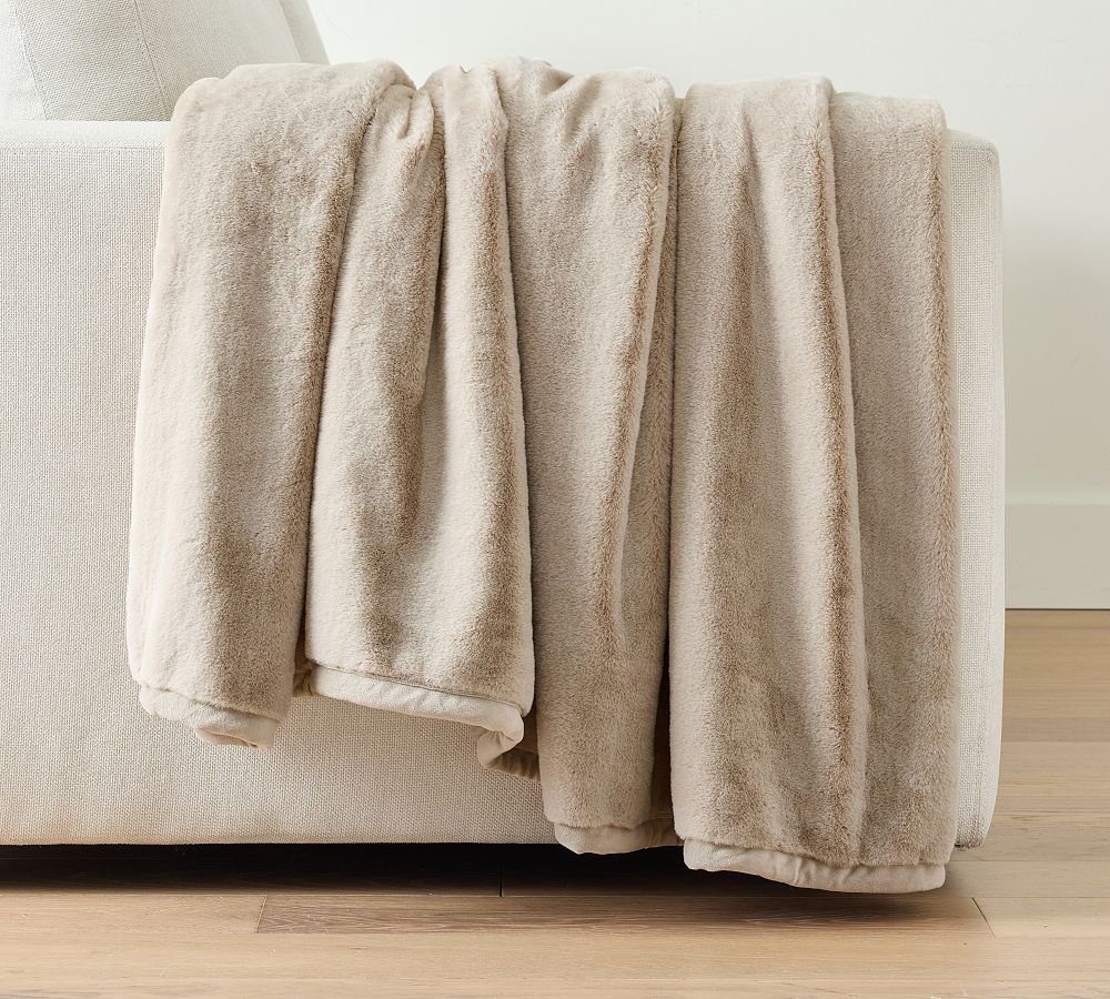 Double Faced Rabbit Faux Fur Throw | Pottery Barn
