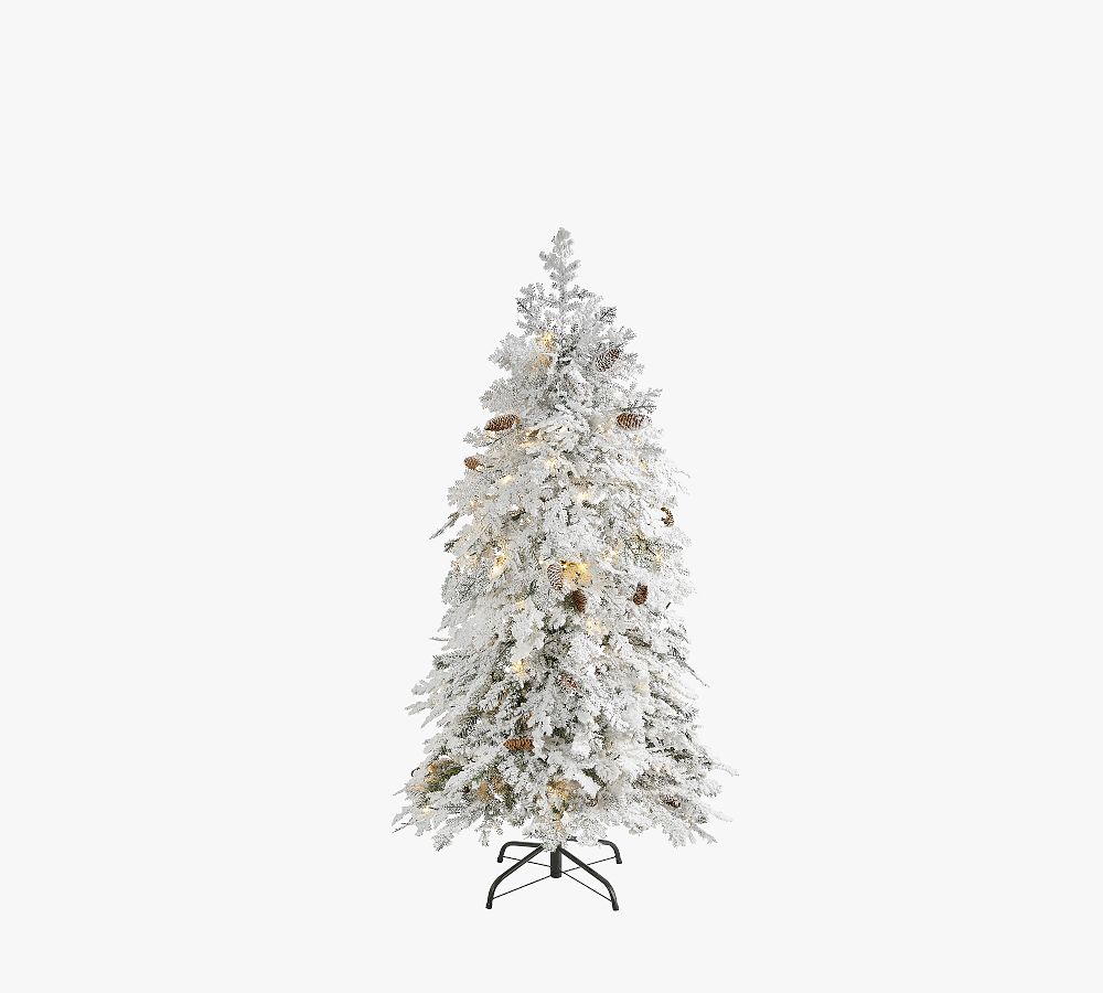 Lit Flocked Montana Down Swept Spruce Artificial Christmas Tree ...