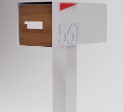 Post & Porch Malone Post Mounted Mailbox with Wood Door | Pottery Barn