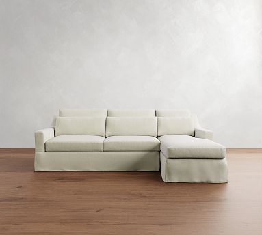 York Slope Arm Deep Seat Slipcovered Chaise Sectional 84 115 Pottery Barn