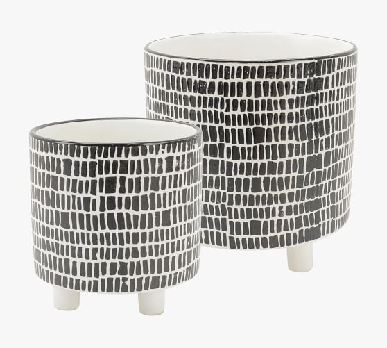 Ciara Ceramic Footed Planters, Set of 2 | Pottery Barn