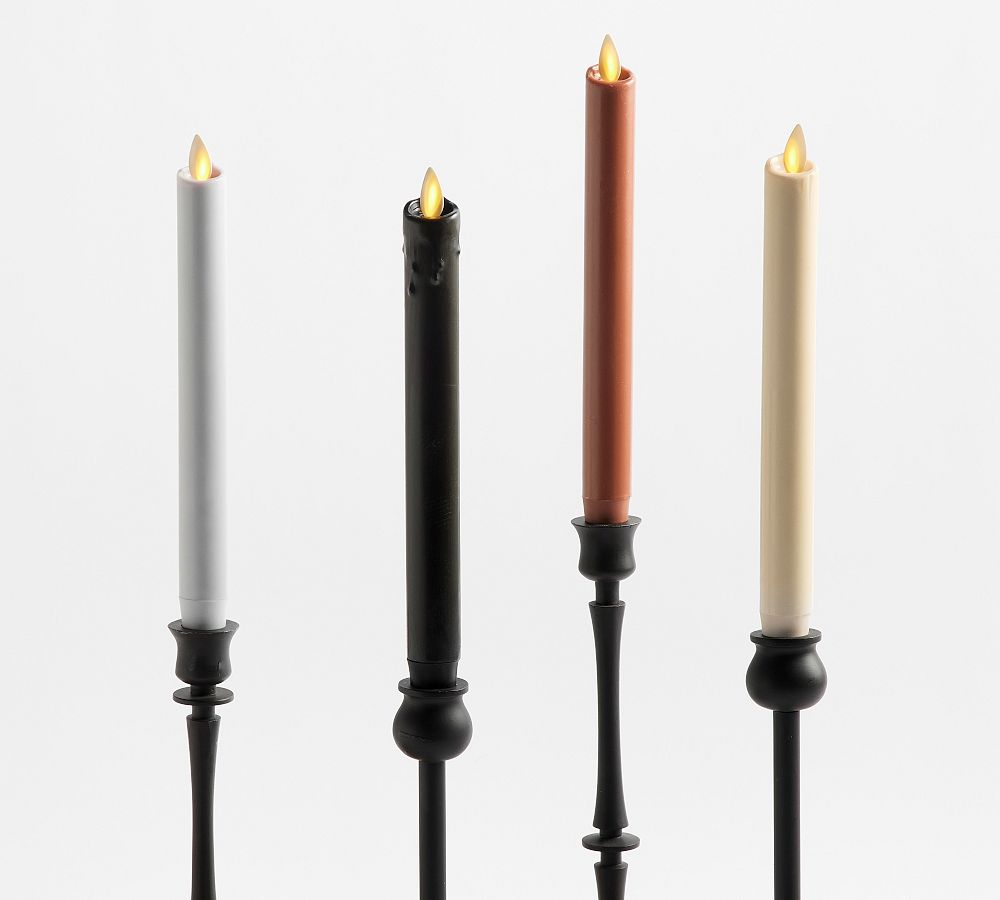 Premium Flickering Flameless Wax Taper Candle | Pottery Barn