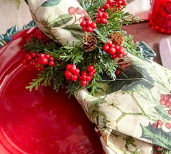 Pine and Berries Botanical Napkin Rings - Set of 4 | Pottery Barn