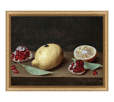 Still Life Of Lemons And Pomegranates Framed Print | Pottery Barn