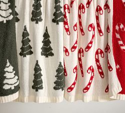 Candy Cane Jacquard Knit Throw | Pottery Barn