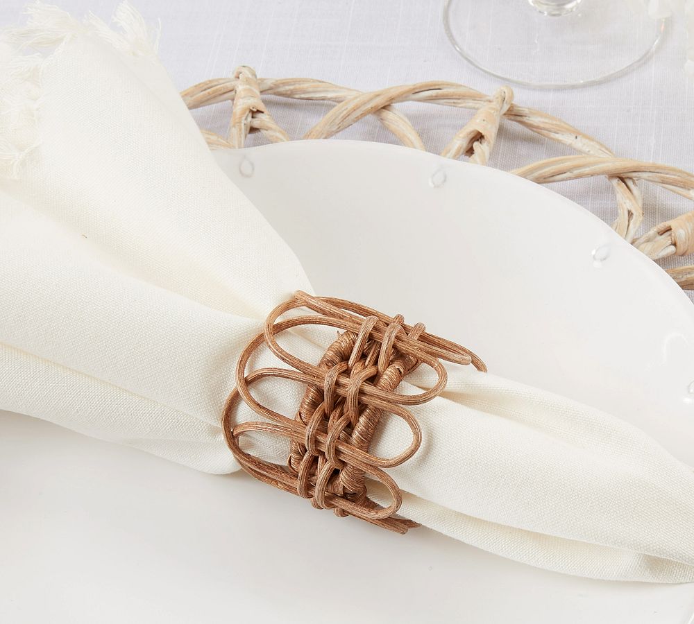 Twisted Rattan Napkin Ring, Set of 4 | Pottery Barn