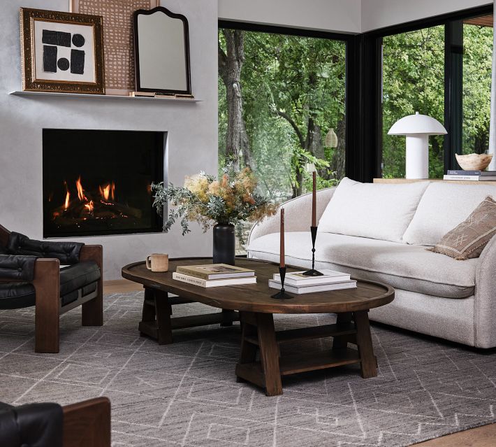 Oblong wood coffee table store