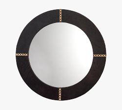 Aaden Round Hide Wall Mirror | Pottery Barn