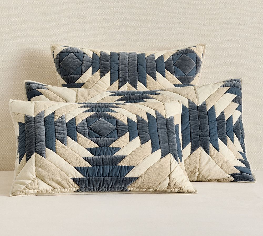 Aubrey Velvet Patchwork Quilted Shams | Pottery Barn
