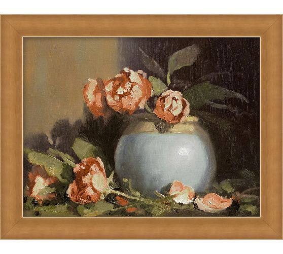 Dusted Roses Framed Canvas | Pottery Barn