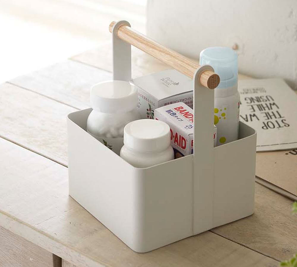 Yamazaki Wood Handle Bath Caddy | Pottery Barn