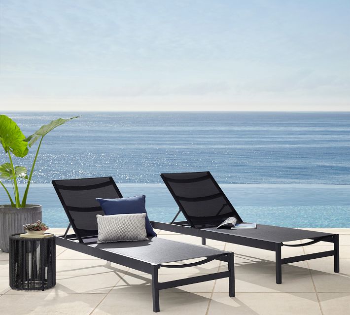 Fiji Metal Mesh Stackable Outdoor Chaise Lounge Set of 2 Pottery Barn