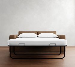 Carmel Wide Arm Leather Wood Base Sleeper Sofa (86") | Pottery Barn