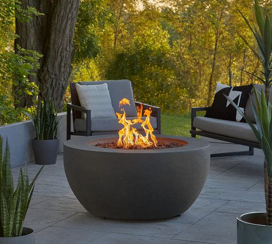 Jaylen Round Concrete Propane Fire Pit (44") | Pottery Barn