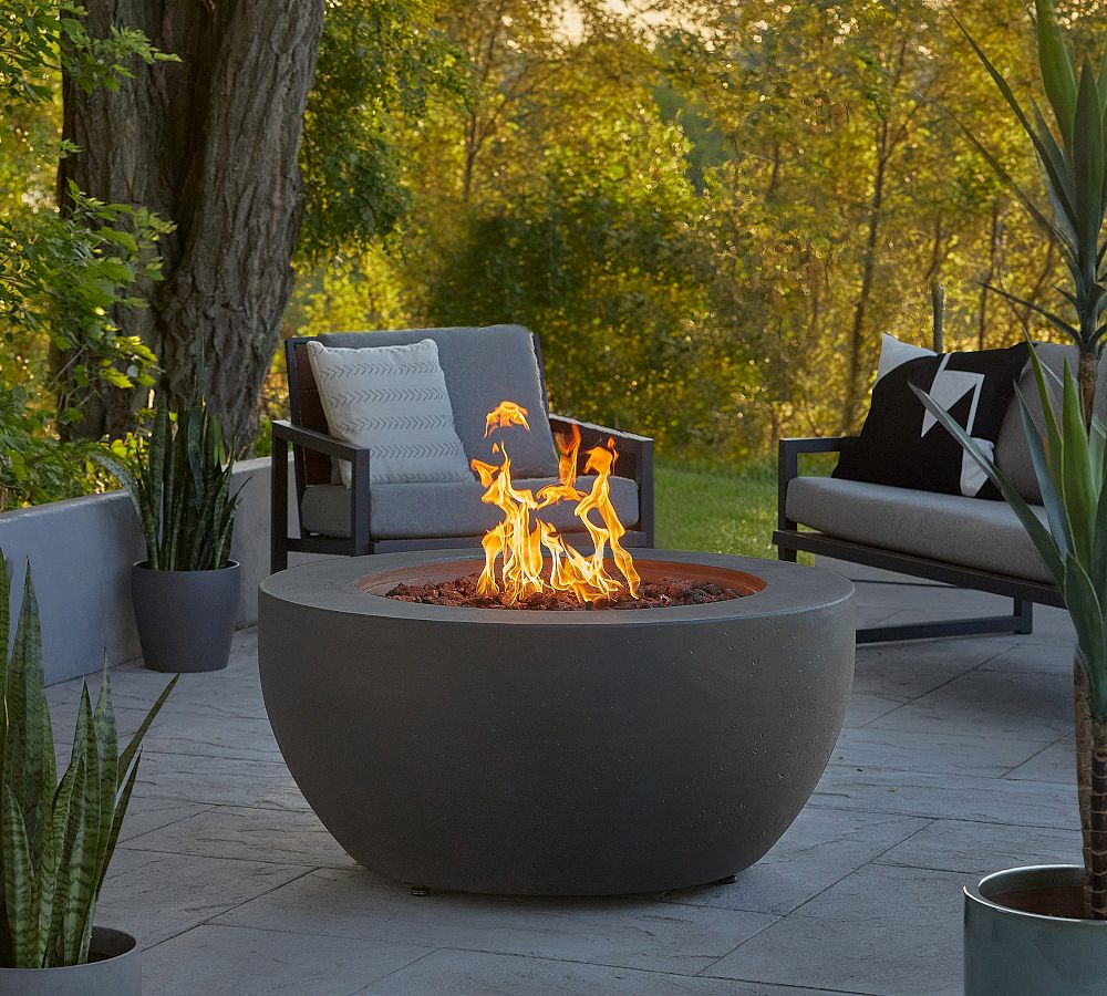 Jaylen Round Concrete Propane Fire Pit (44") | Pottery Barn