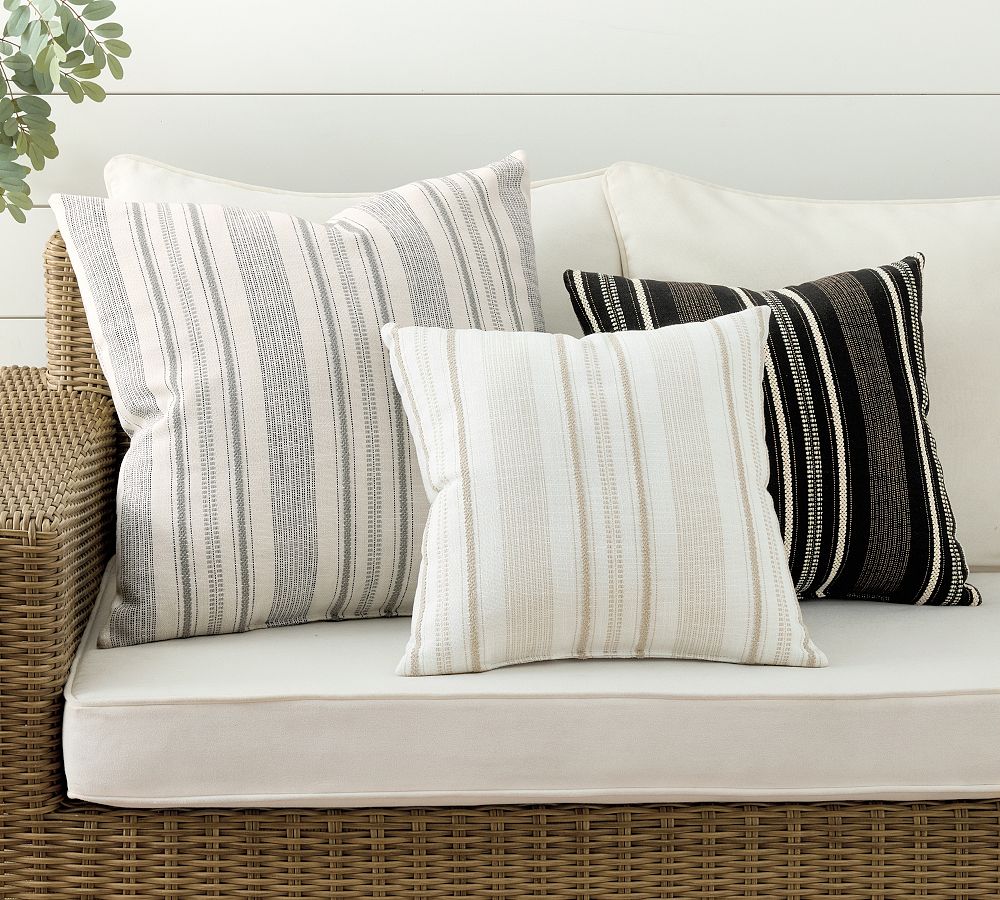 Celine Striped Outdoor Performance Pillow | Pottery Barn