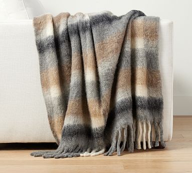 Hayden Plaid Mohair Throw | Pottery Barn