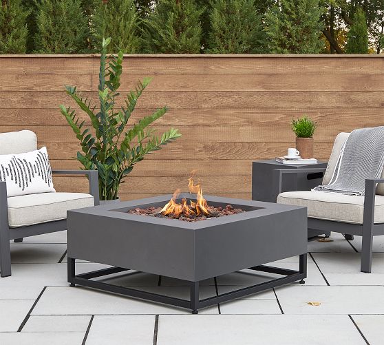 Aisha Steel Square Propane Fire Pit Table with Lid Cover (36 ...
