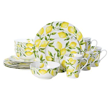 Lemons Bone China 16-Piece Dinnerware Set | Pottery Barn