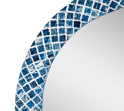 Phoenix Round Blue Bone Wall Mirror | Pottery Barn