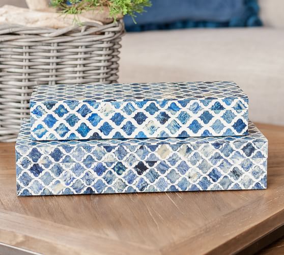 Gabriella Bone Decorative Box - Set of 2 | Pottery Barn
