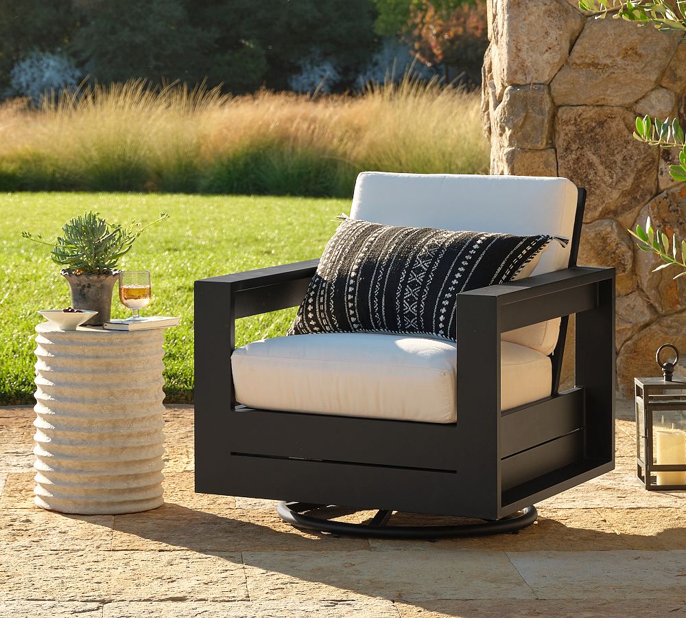 Malibu Metal Swivel Outdoor Lounge Chair | Pottery Barn