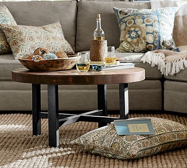 Griffin Round Reclaimed Wood Coffee Table Pottery Barn