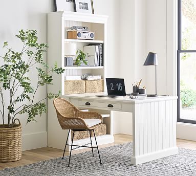 Aubrey Peninsula Desk with Bookcase Suite 68 Pottery Barn