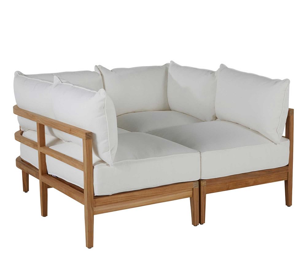 Oxeia Teak Modular Outdoor Loveseat | Pottery Barn