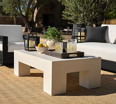 Pomona Concrete Chunky Leg Rectangular Outdoor Coffee Table (50 ...